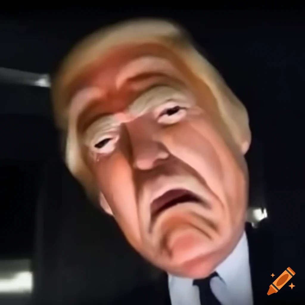 Man in a trump mask, crying in jail