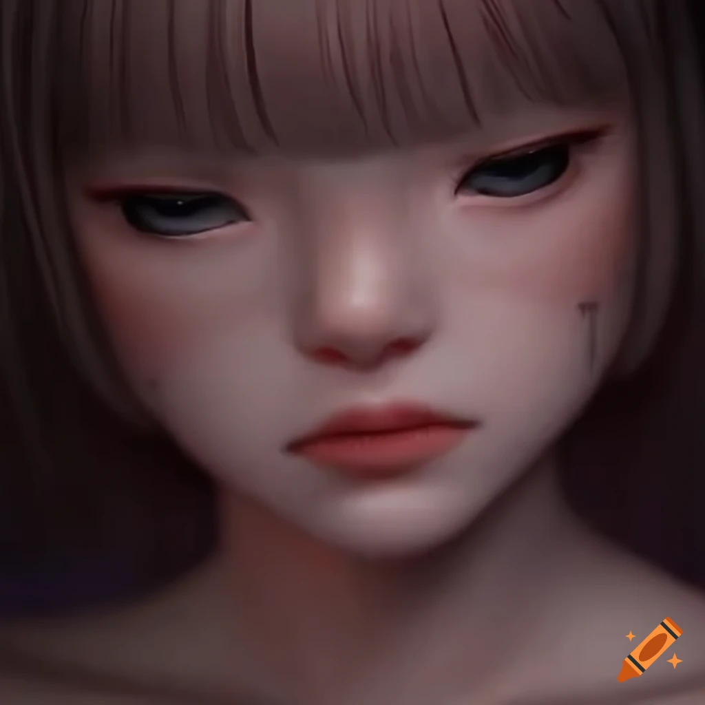 Anime realistic girl crying on Craiyon