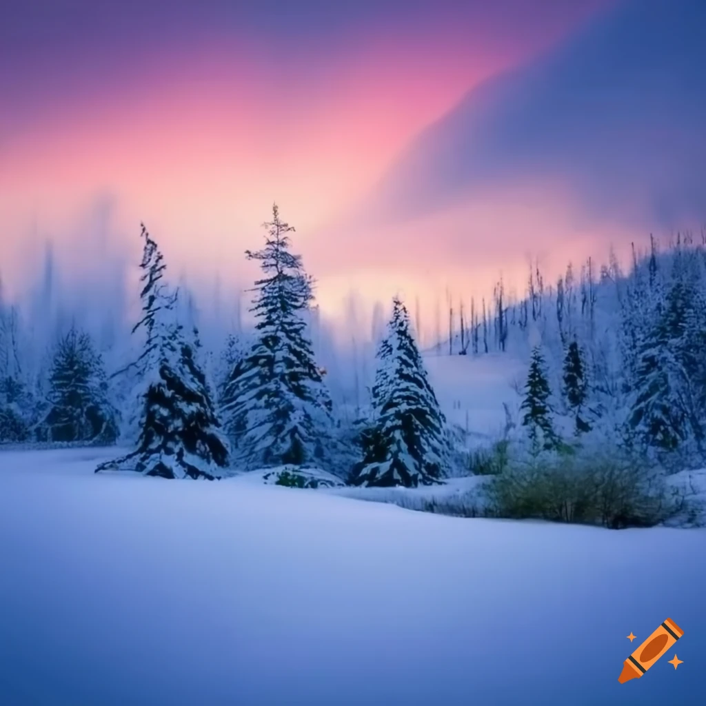 A land scape in the snow