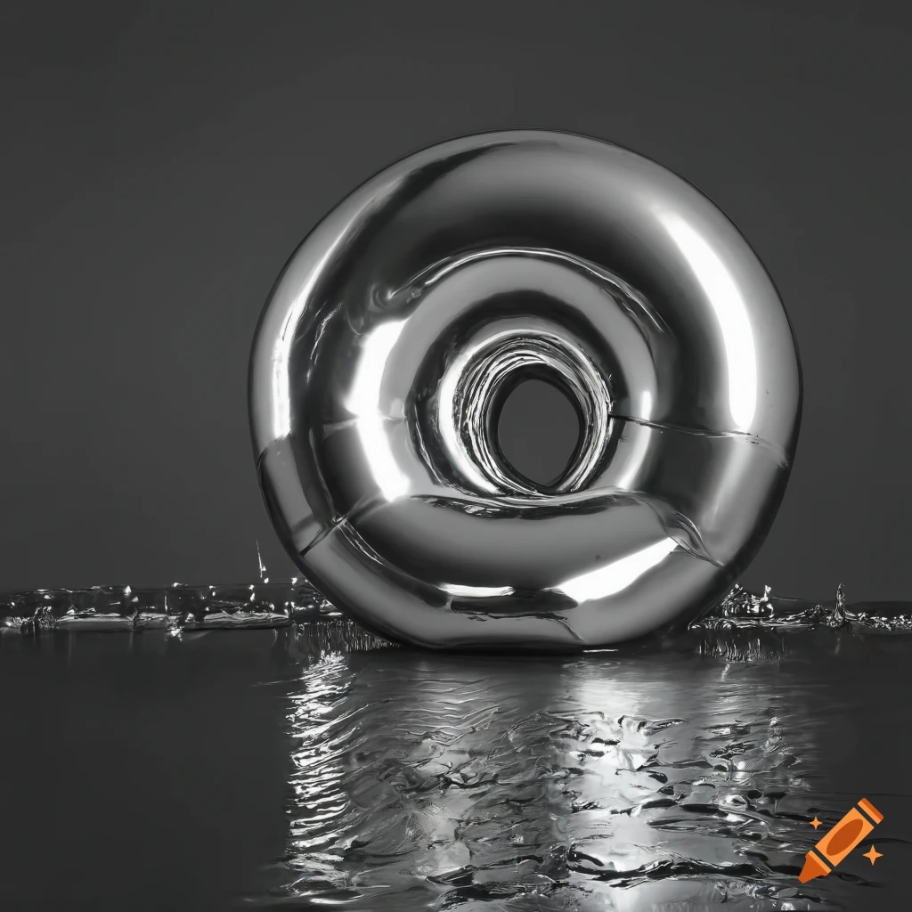 An inflatable chrome sculpture on Craiyon