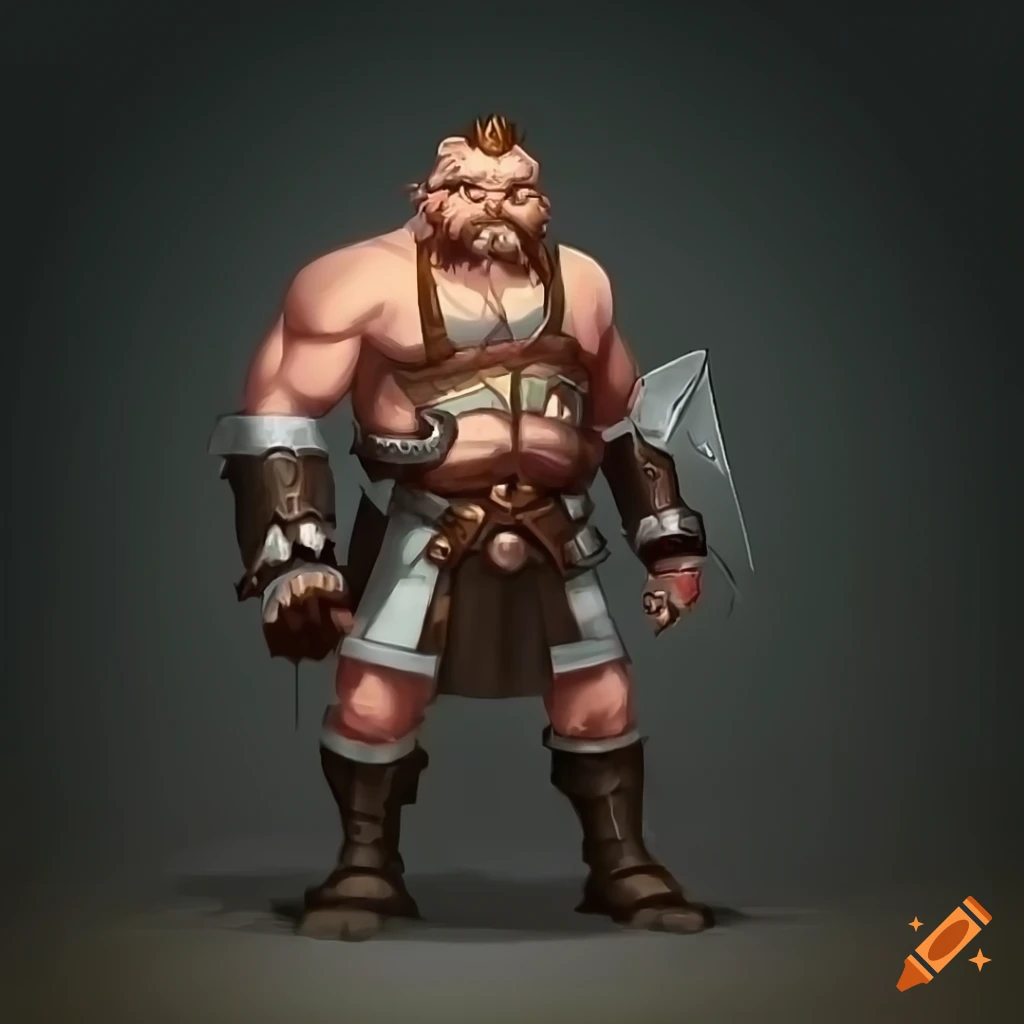 Dwarf pugilist, with a bear skin armor. high definition on Craiyon