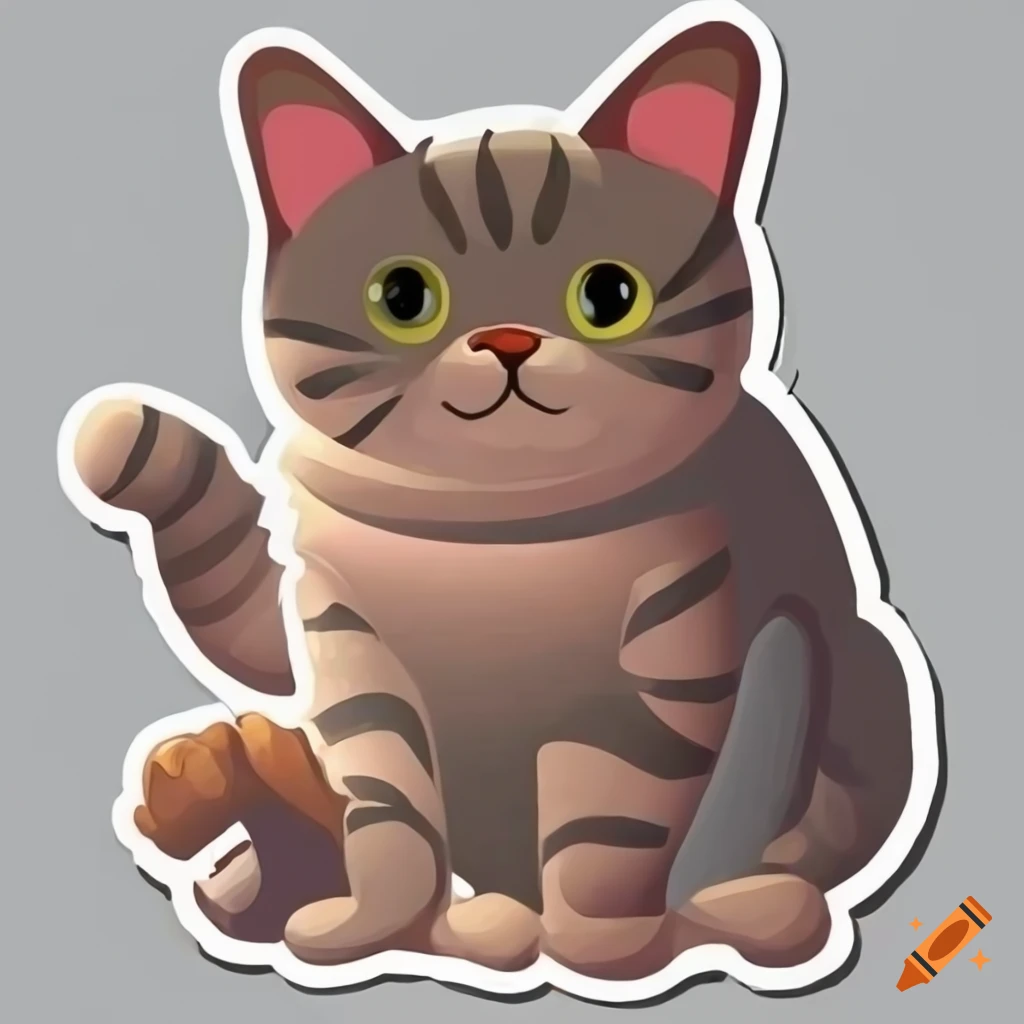 Cute cat sticker on a white background
