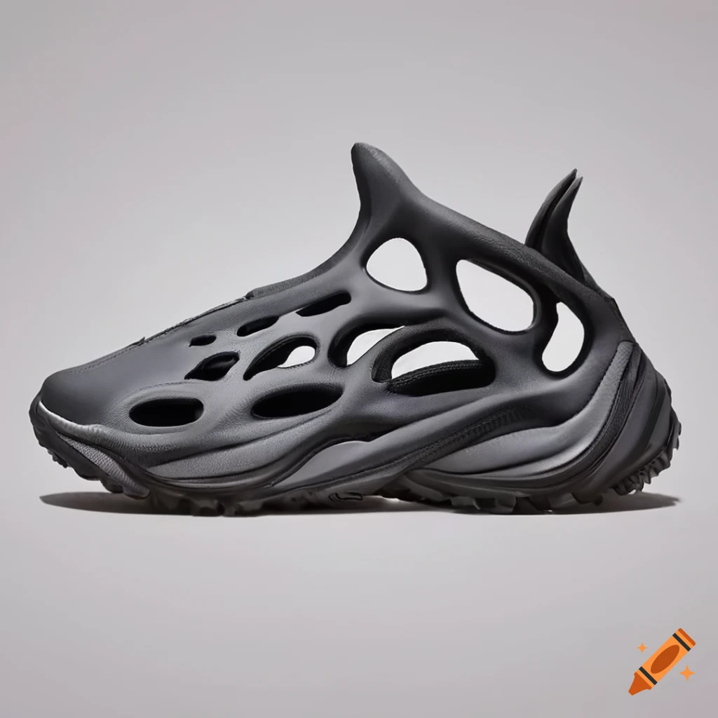 Side view. futuristic foam yeezy hiker shoe collaboration with crocs on ...