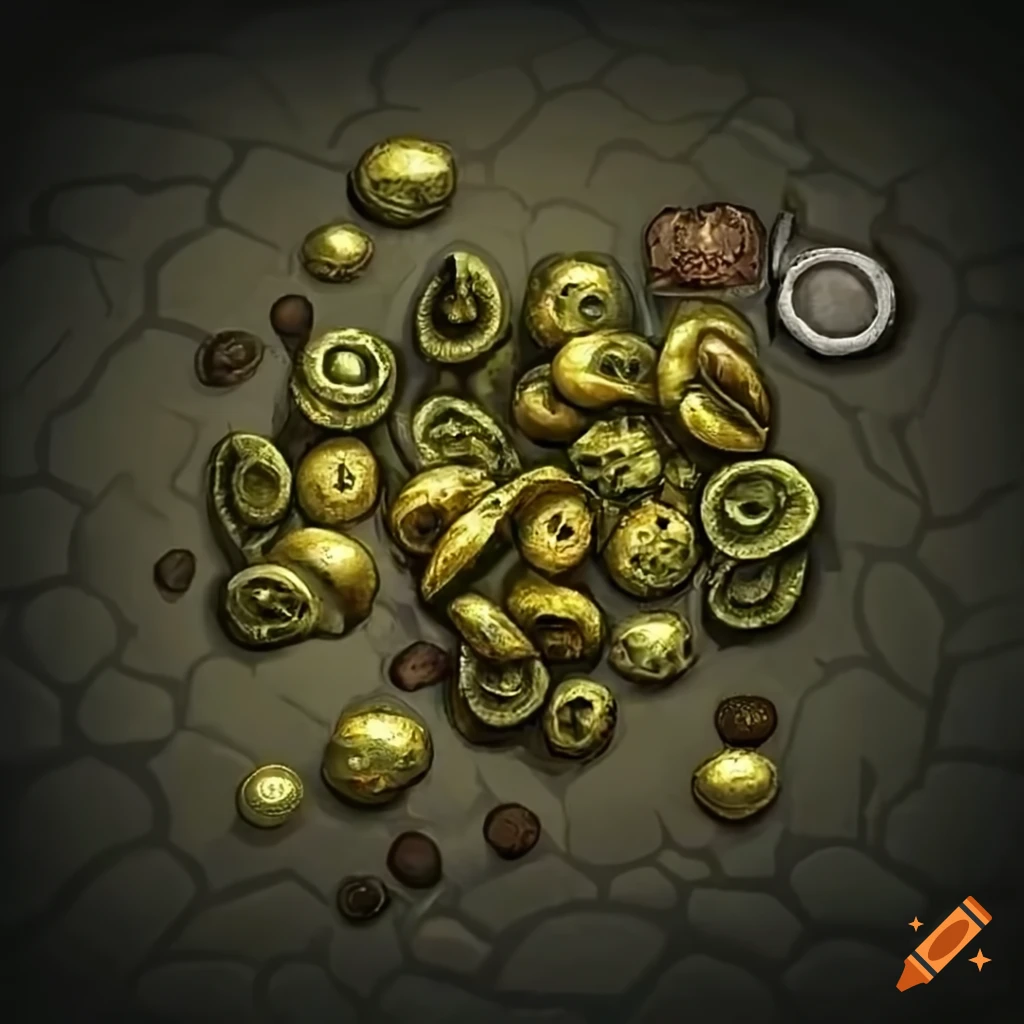 A sparkling treasure hoard in a dark dungeon on Craiyon