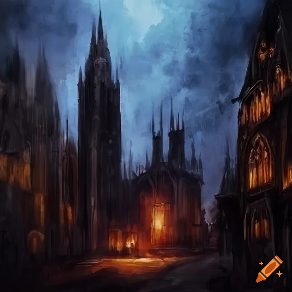 Gothic city painting