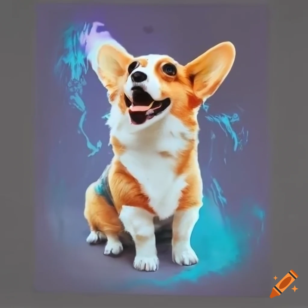 Spray paint corgi on Craiyon