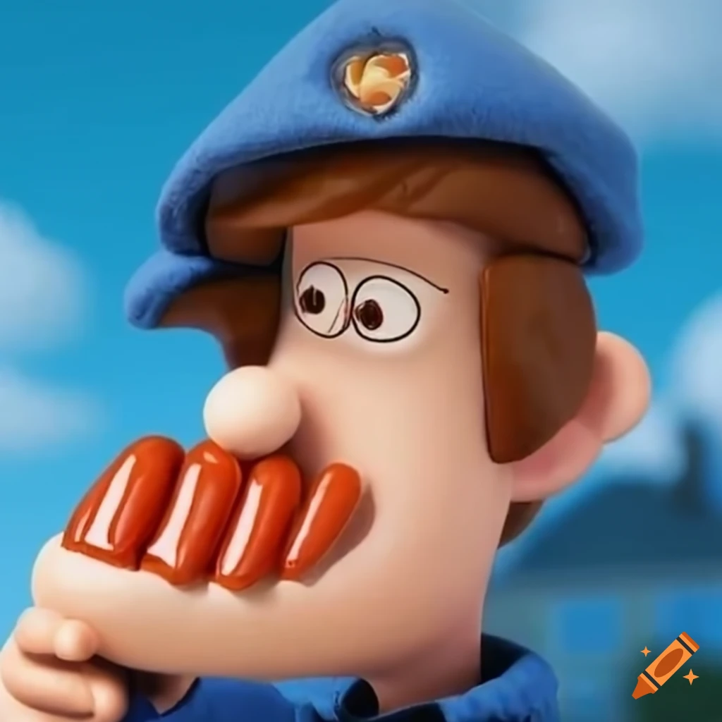 Postman pat delivering hot dogs