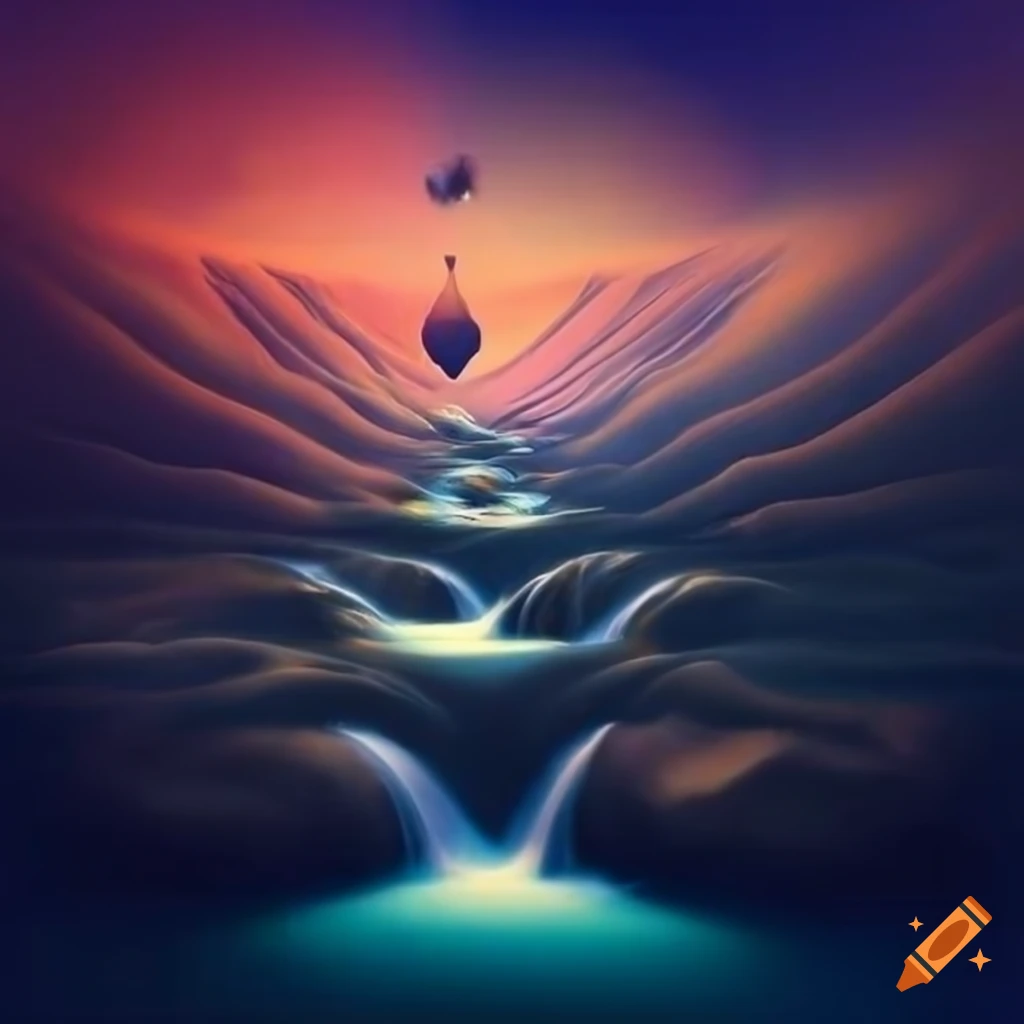 Surreal and abstract artwork depicting dreamscapes with twisting ...