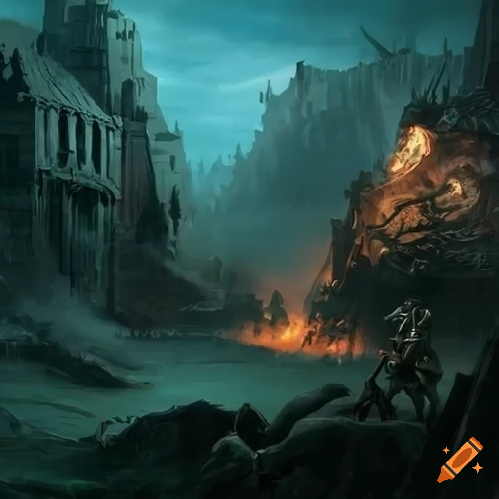 Fantasy war battlefield on Craiyon