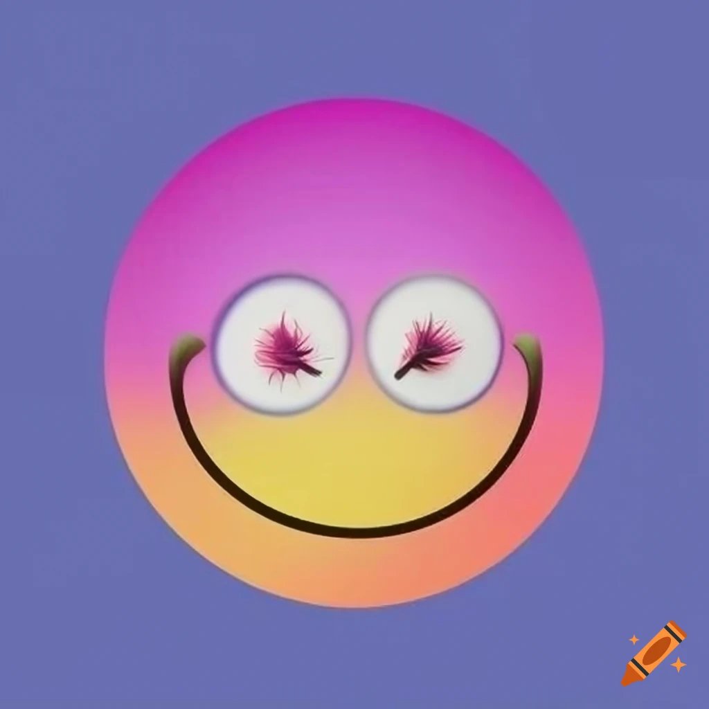 Smiling circle shape including yellow blue and pink colors on Craiyon