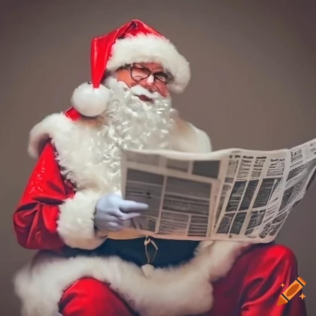 Smile santa claus reading newspaper on Craiyon