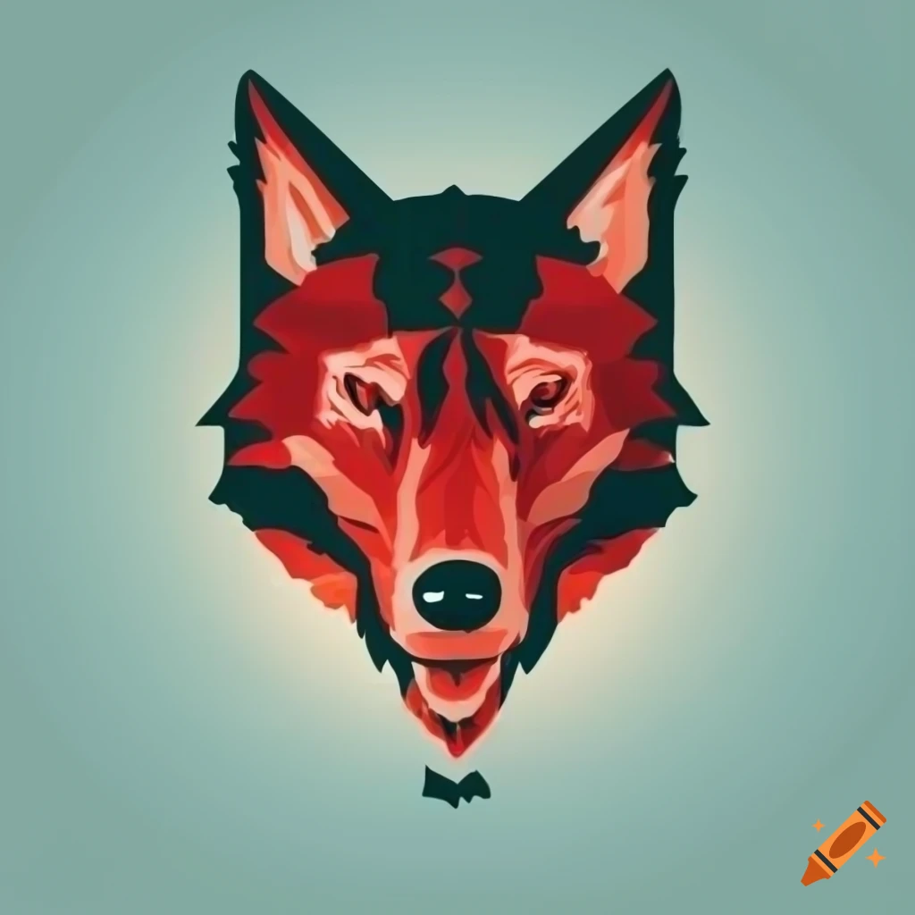 Simple red wolf logo on Craiyon