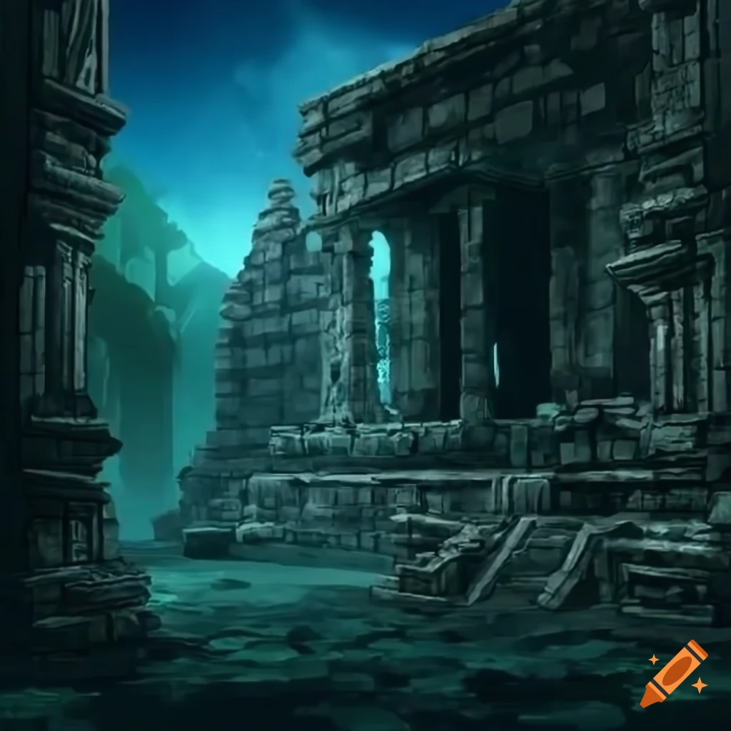 Ruins temple dungeon on Craiyon