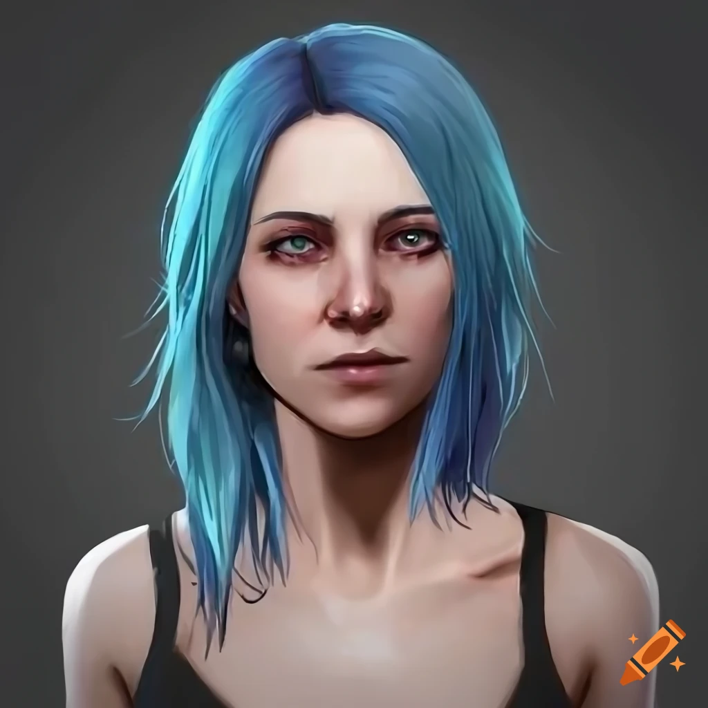 Project zomboid portrait of a woman videogame low-resolution blue hair ...
