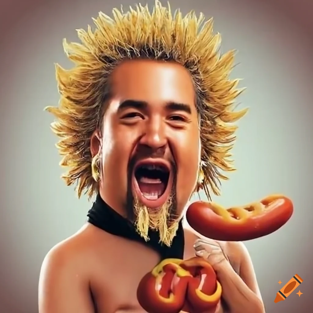 Guy fieri riding a hot dog on Craiyon