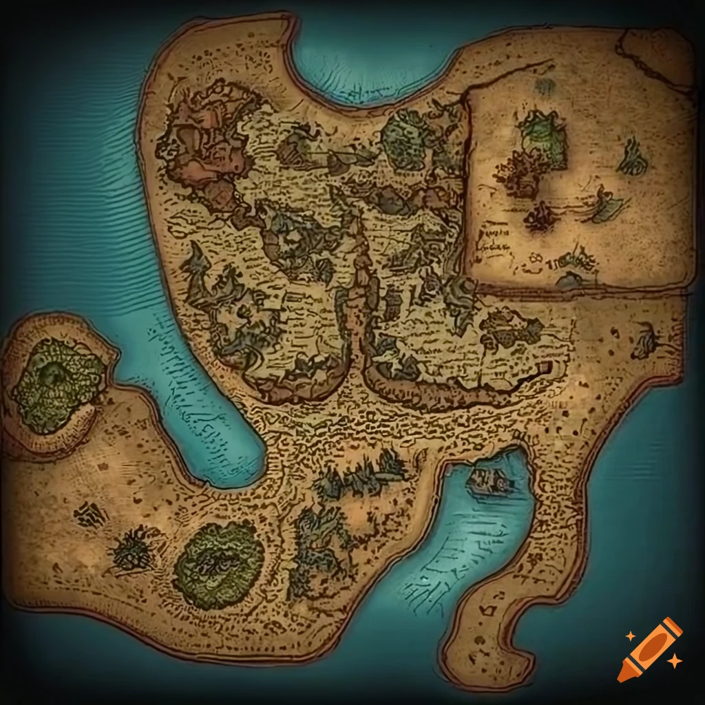 Detailed fantasy world map with intricate paths, towns, and landmarks ...
