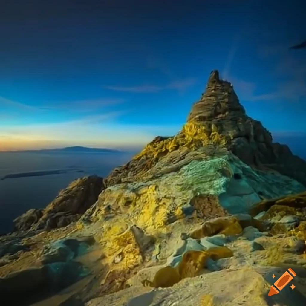 Sponge bob sitting on the mountain