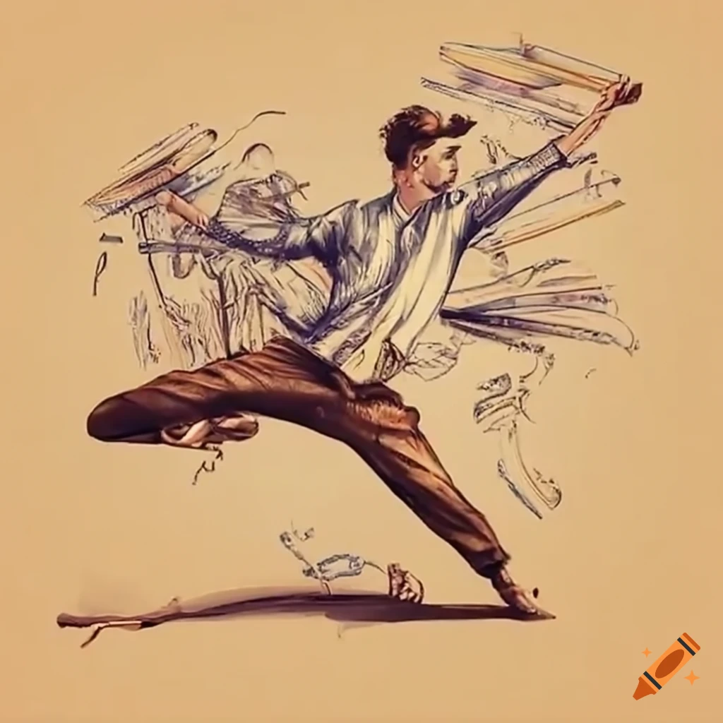 Human dancing with books