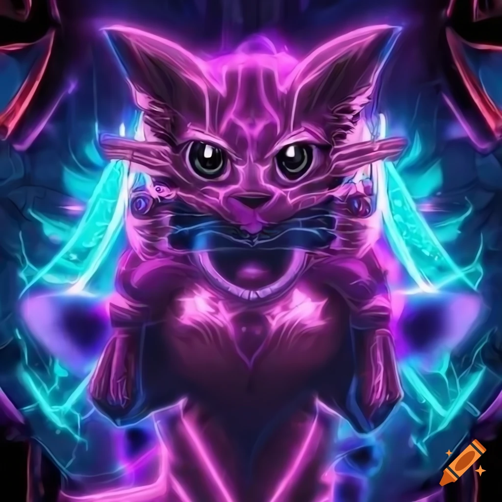 Neon cat yu-gi-oh! inspired artwork