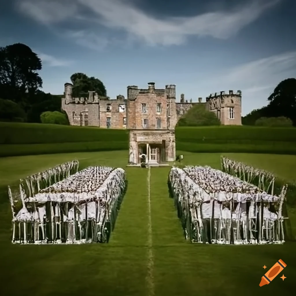 Garden party at a british castle in the summer