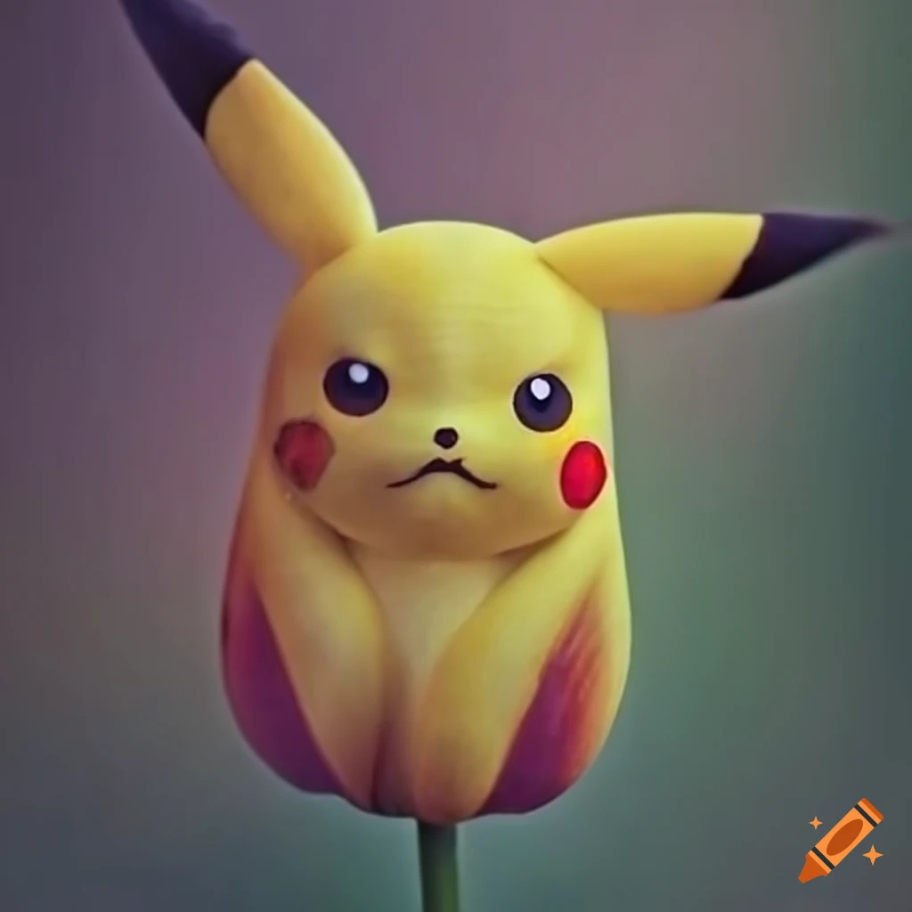 A pikachu-shaped tulip in a full bloom,realistic on Craiyon