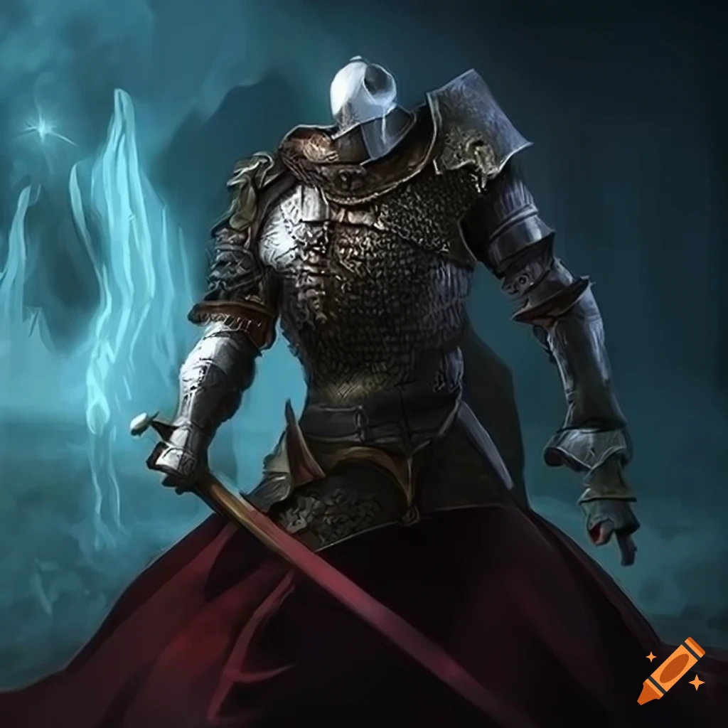 Fantasy male blindfolded knight