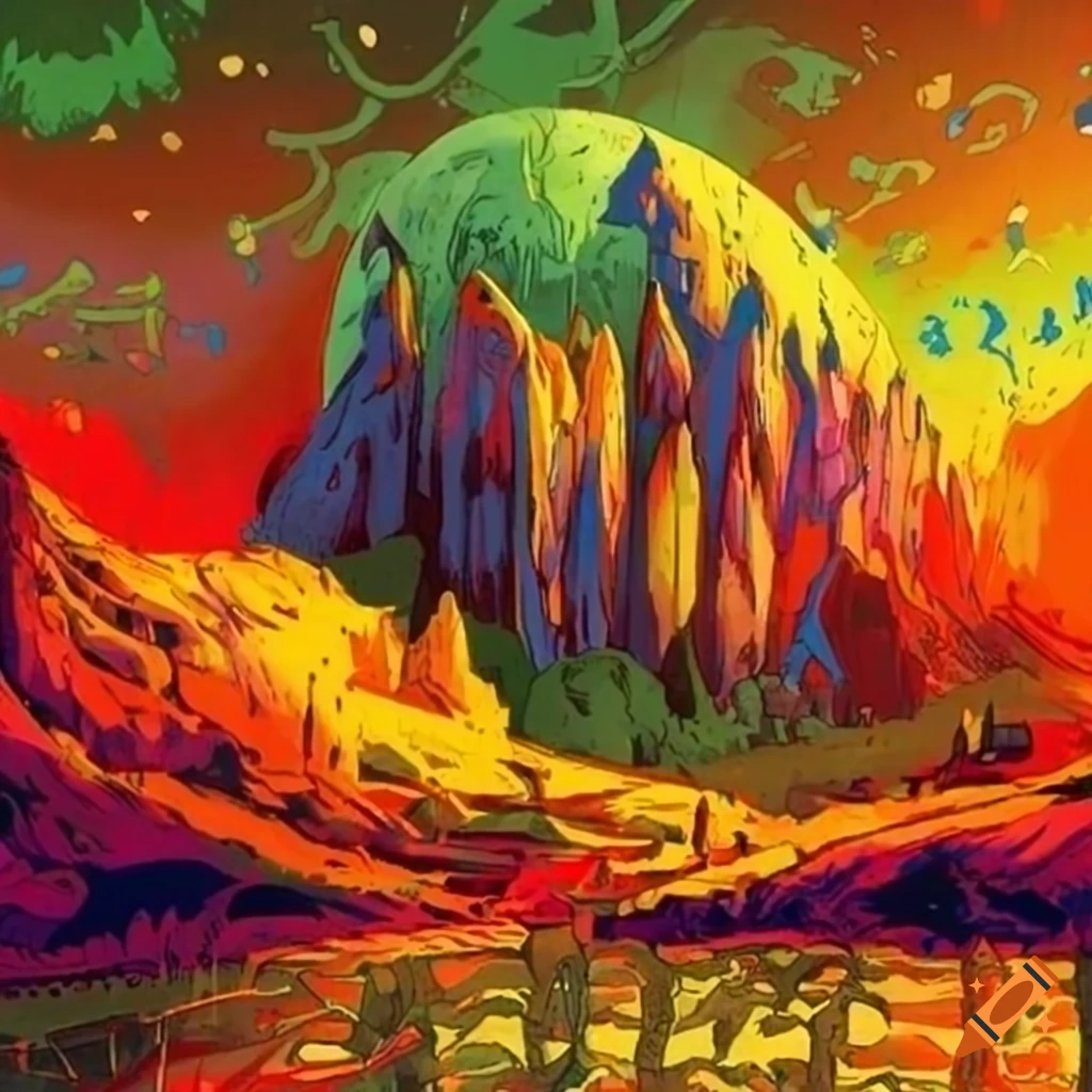 Comic book panels featuring ancient norse landscapes