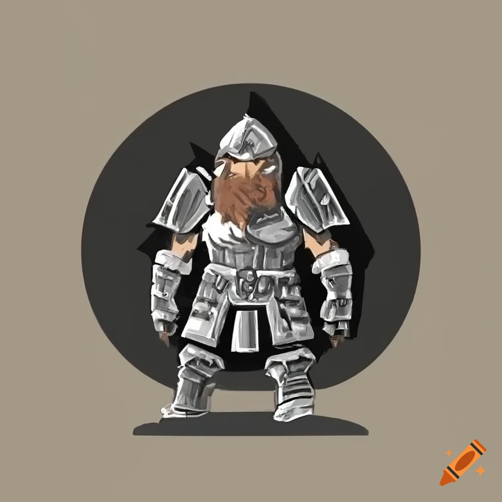 A powerful warrior dwarf exploring underground caves with his armor