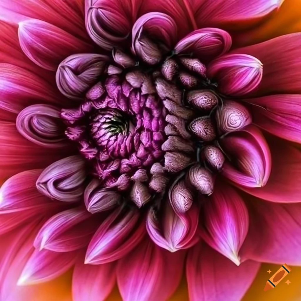Macro photograph of fractal patterns in dahlia, drawing, intricate ...