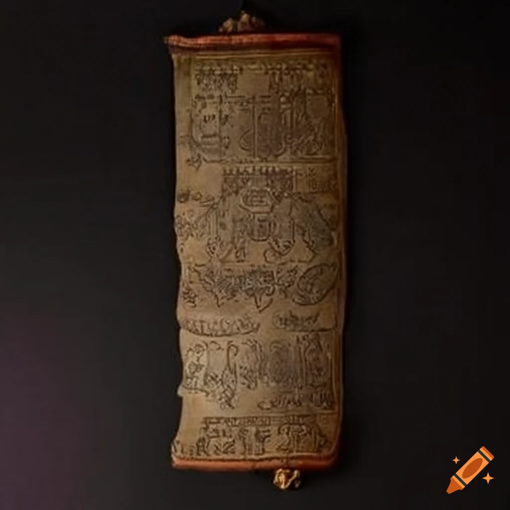 Ancient religious scroll used by warriors for guidance on Craiyon