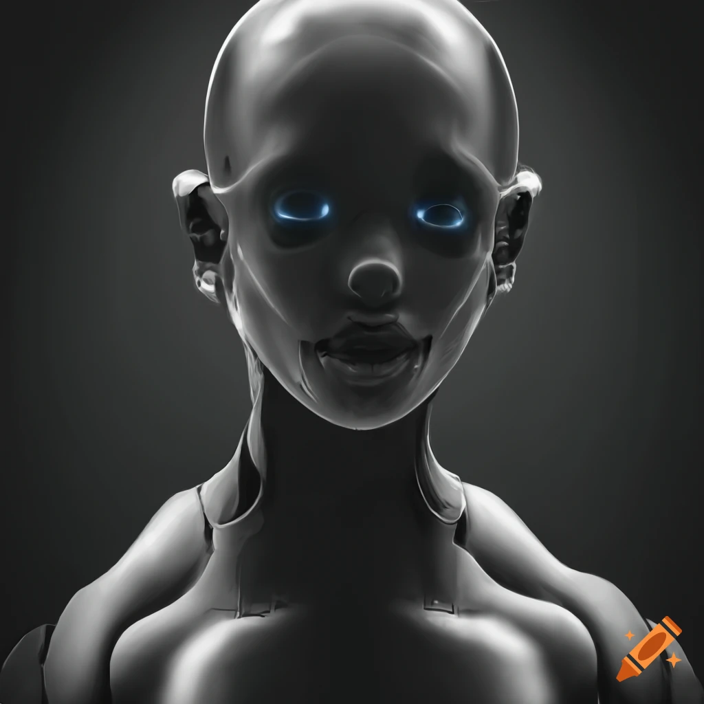 Distant future humanoid in black and white