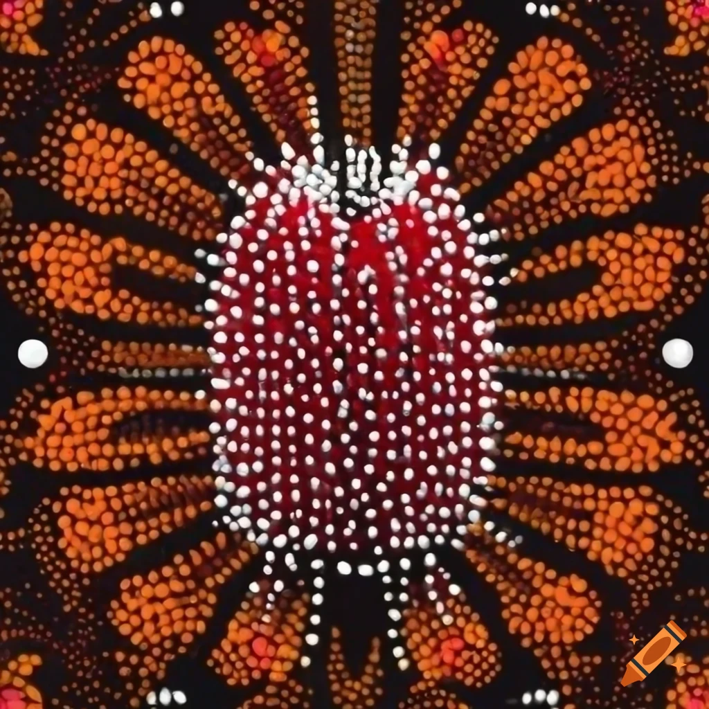 Banksia flowers in Australian aboriginal dot painting style. Use earthy ...
