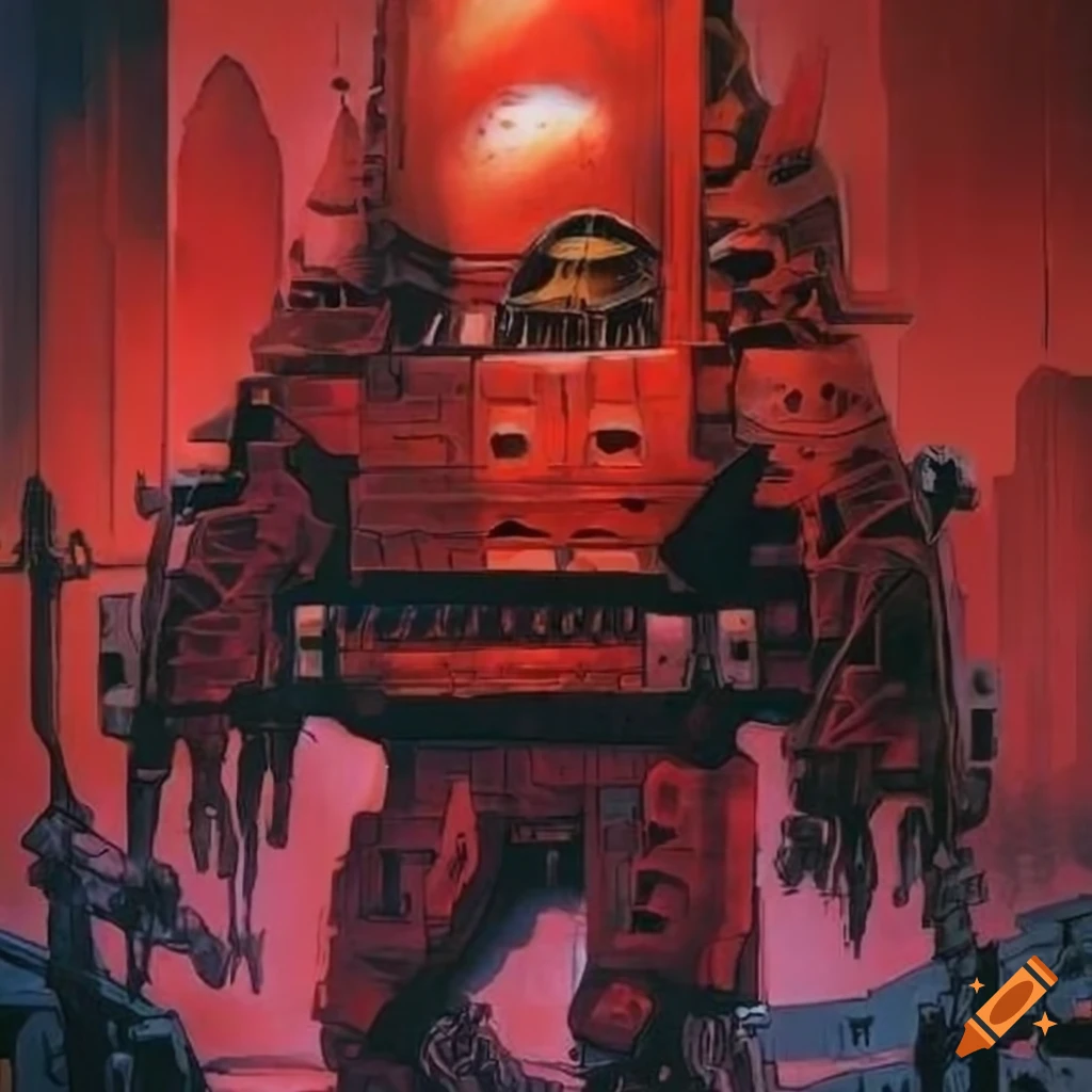 Red 70s sci fi overlord art