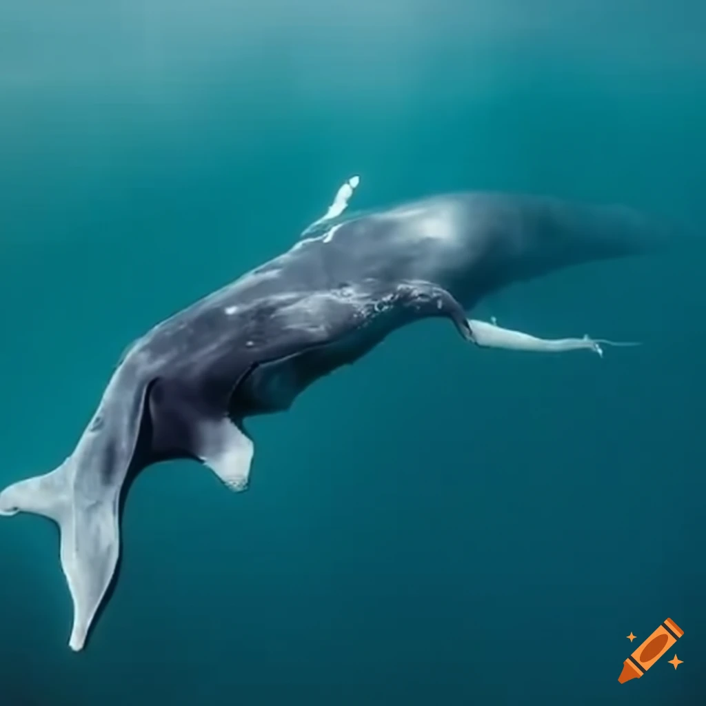 An ethereal bat whale swimming through sunny waters on Craiyon