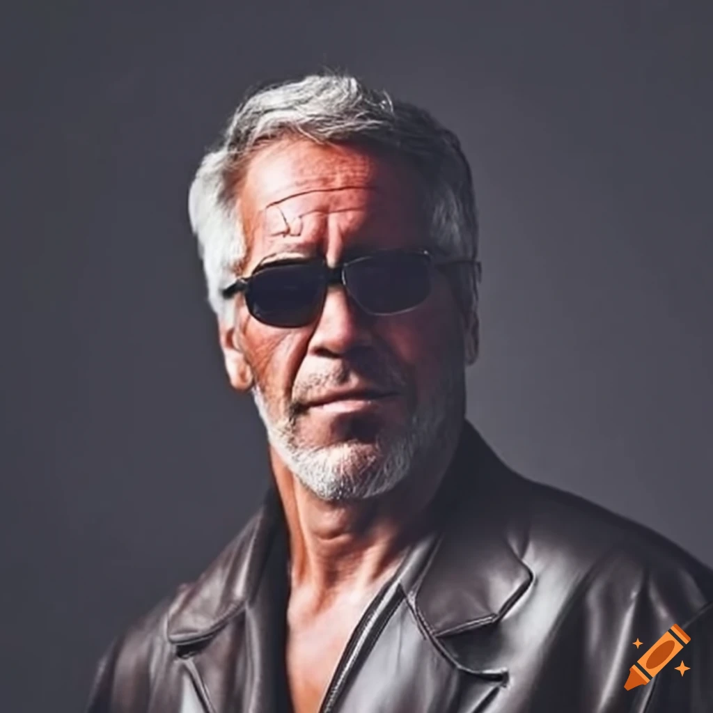 Jeffrey epstein wearing a leather jacket and sunglasses on Craiyon
