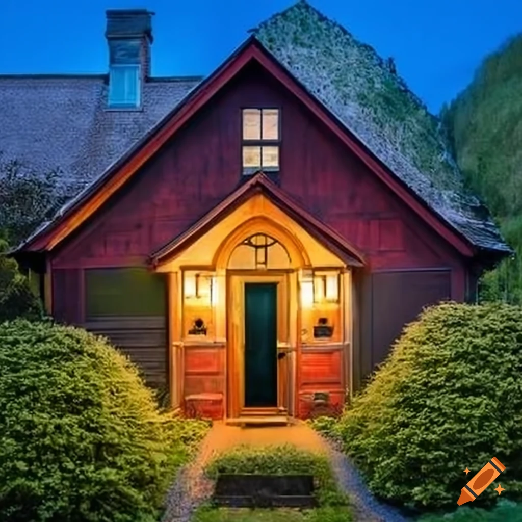 House with four windows and one door