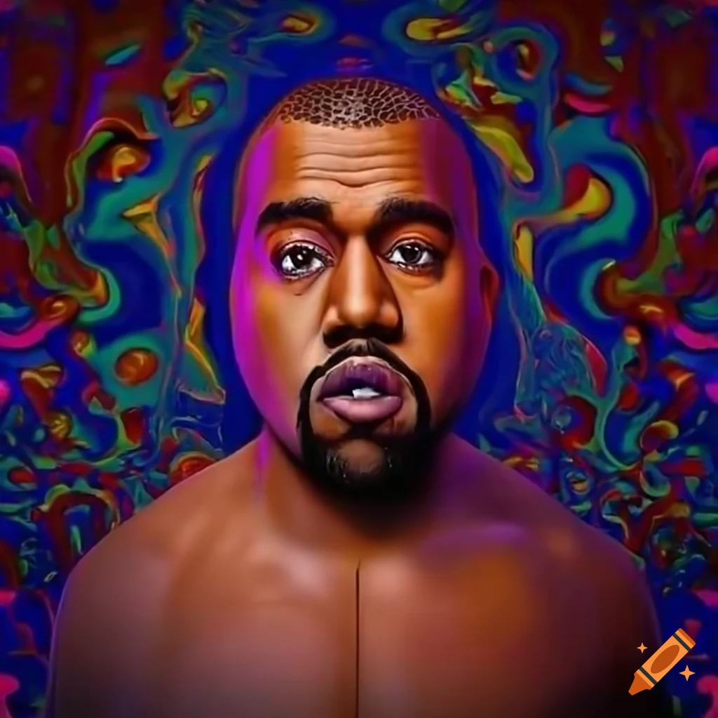 Animated psychedelic abstract surreal image of kanye west on ...