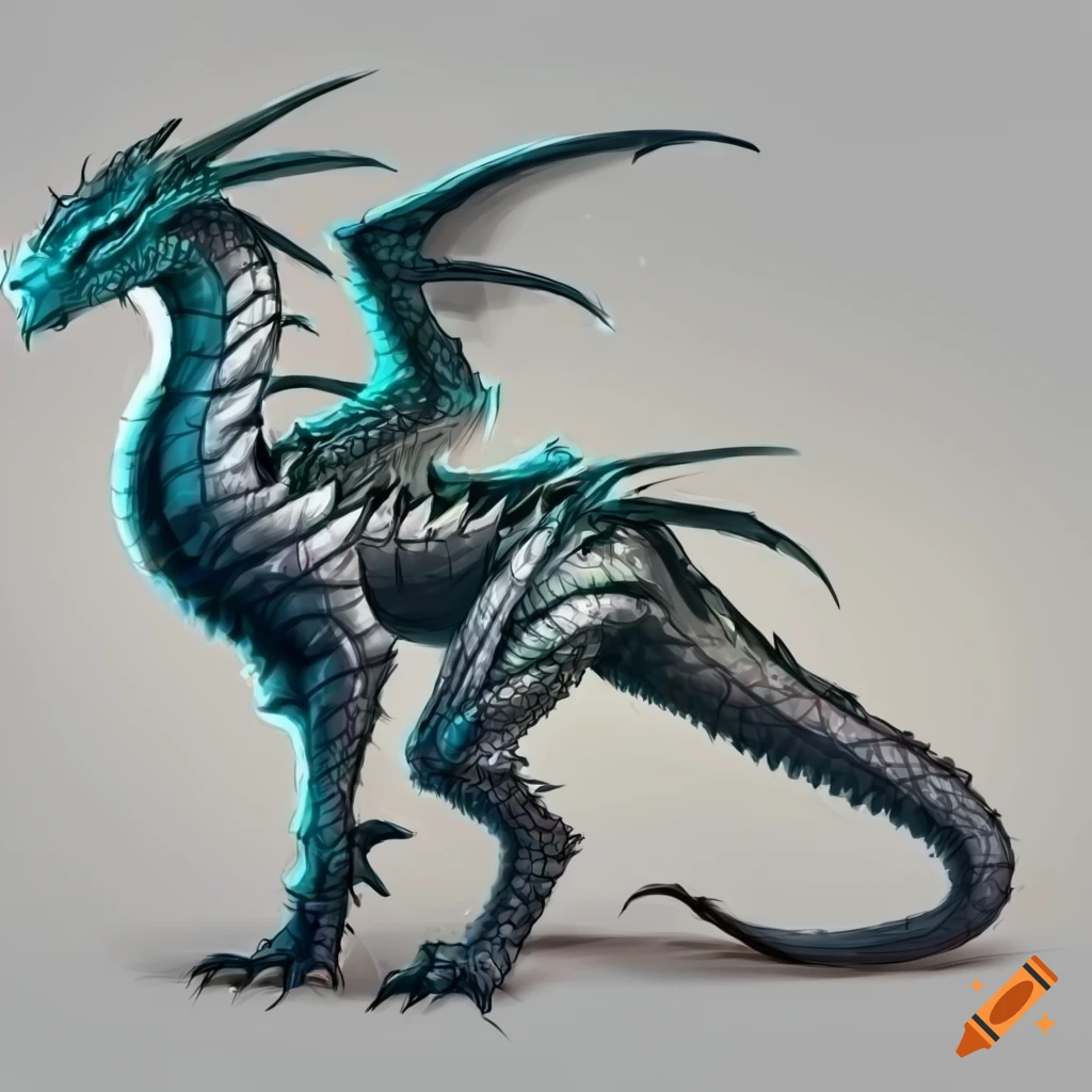 Dragon full body concept designs, side view on Craiyon