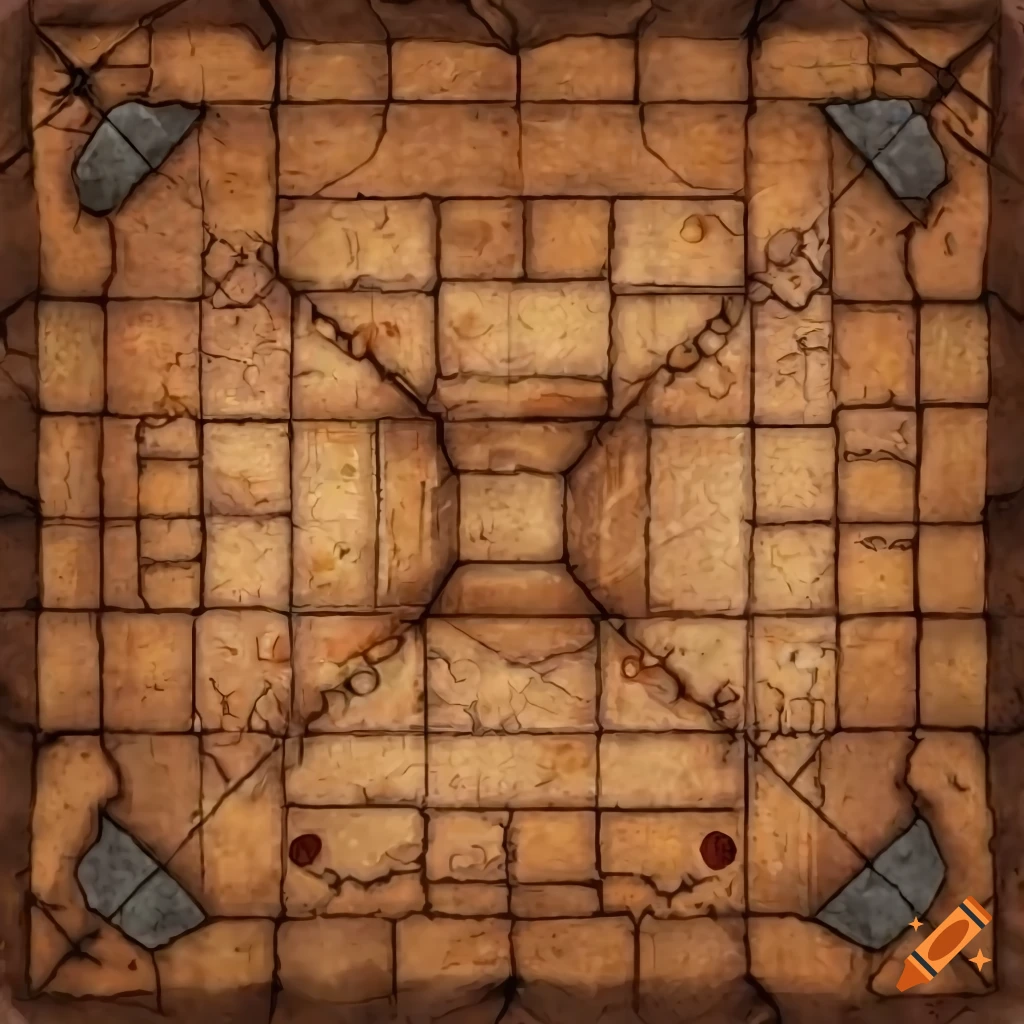 Ancient desert temple tile of floor. view from above. dnd battle map ...