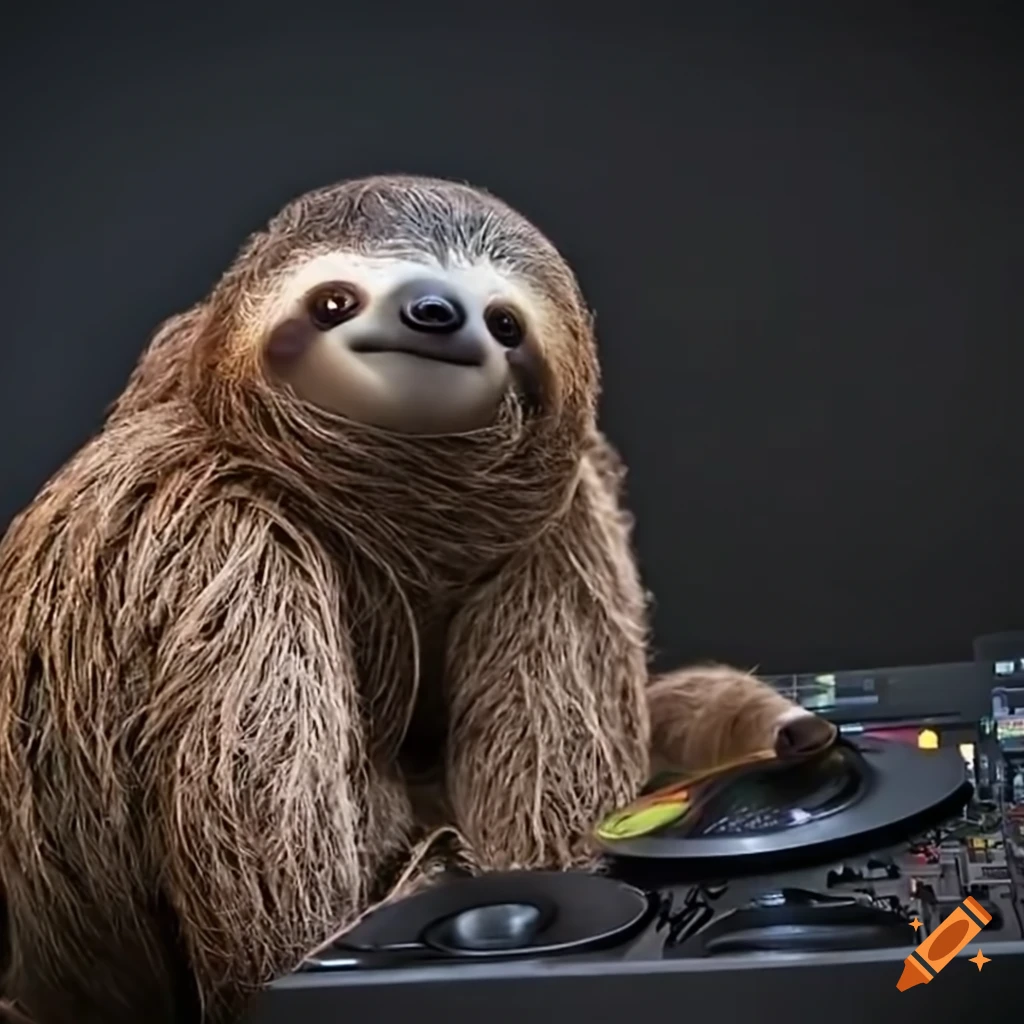 Sloth djing on Craiyon