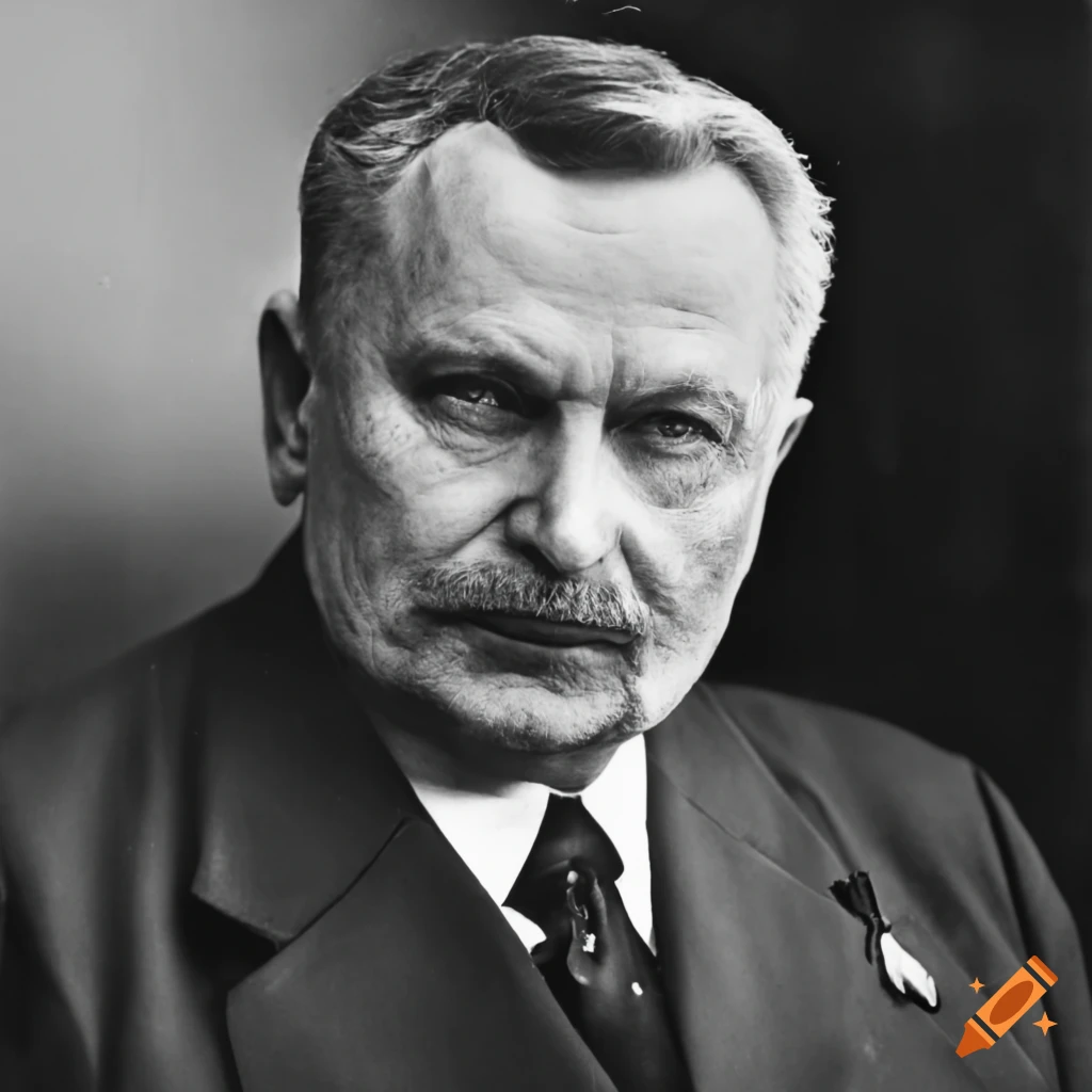 Create a black and white portrait of Jan Kowalski, the Prime Minister ...