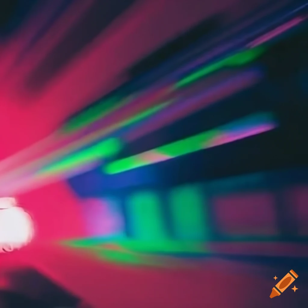 Warehouse Rave in the 90s, 35mm film, nostalgic, motion blur, rgb ...