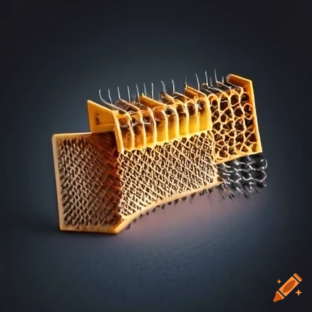 Bee comb with pipes in each cell on Craiyon