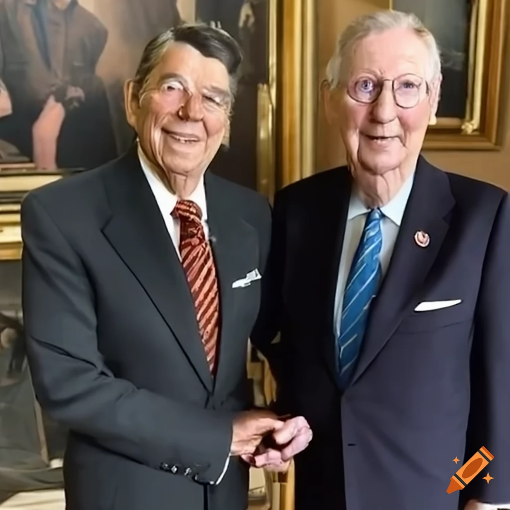 Thom tillis posing for a photo with ronald reagan and mitch mcconnell ...