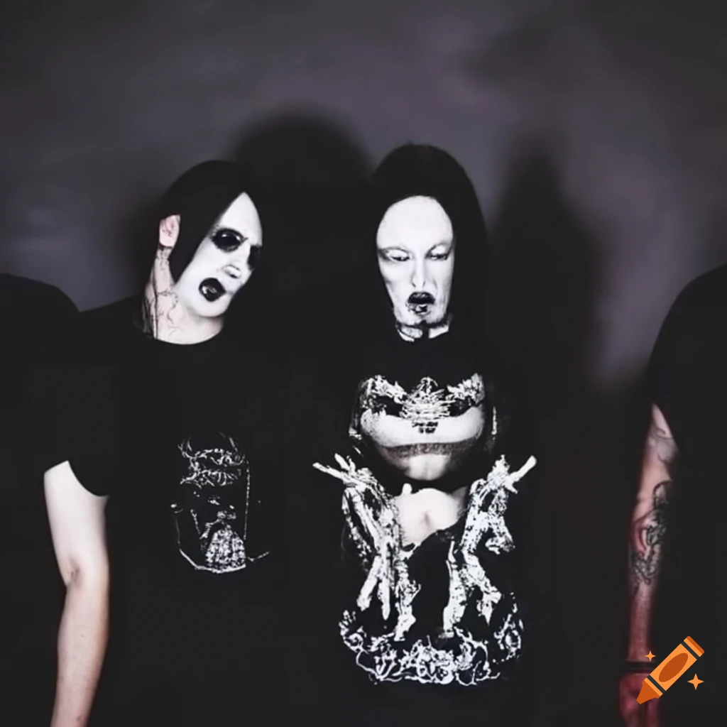 A frog wearing black metal band merch and headbanging