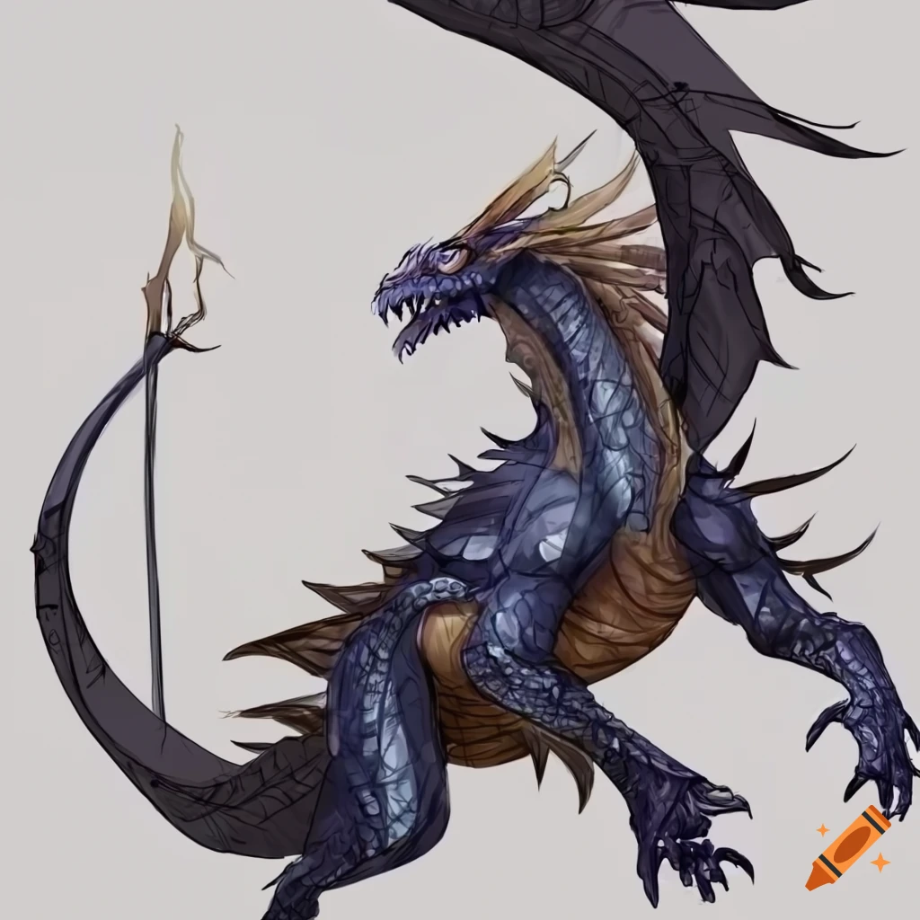 Dragon full body concept designs, side view, mild colouring on Craiyon