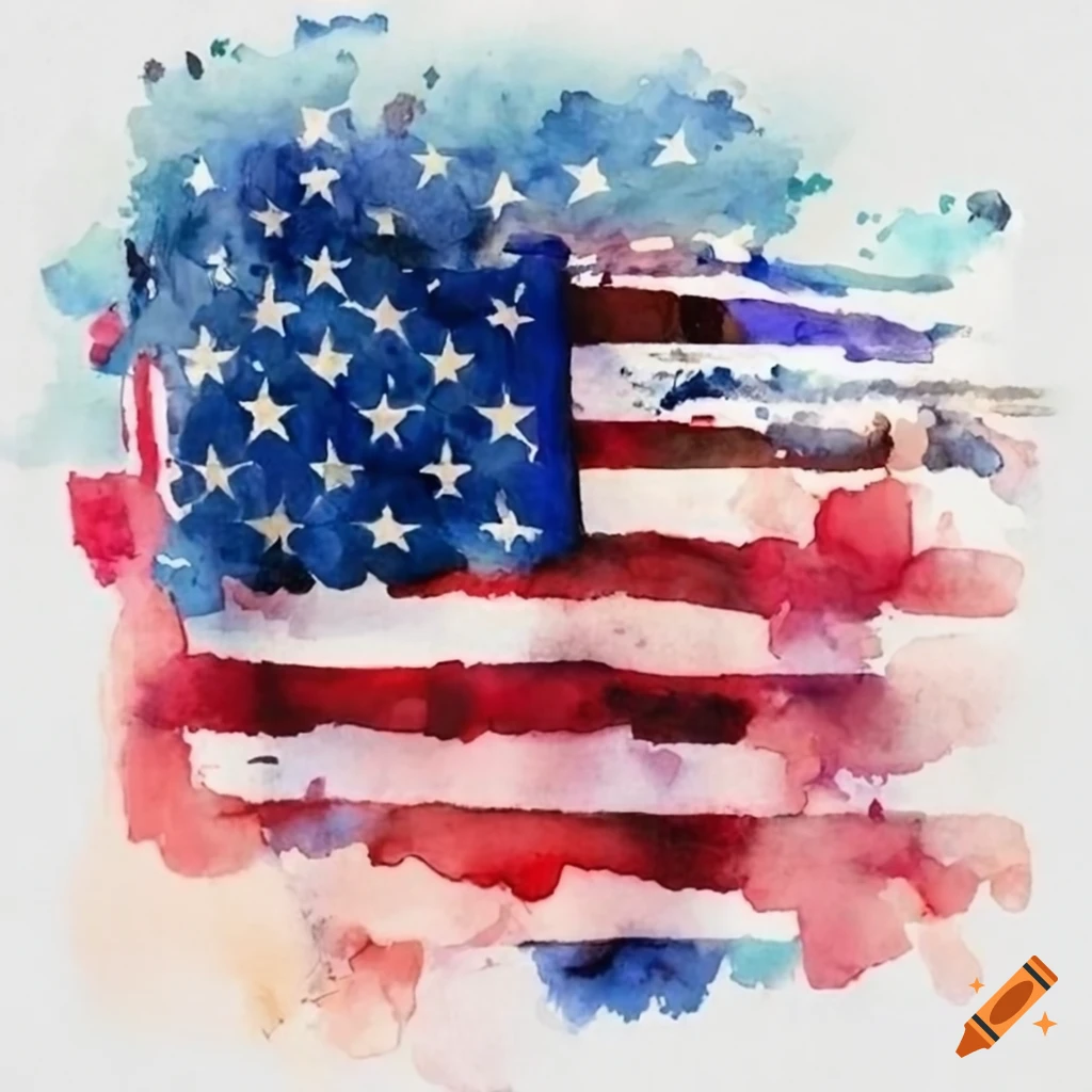 American flag watercolor