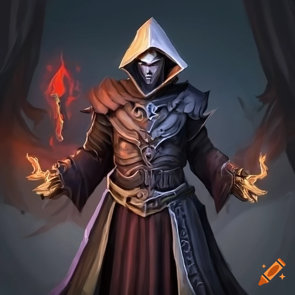 Male dark mage with armor in a dungeon on Craiyon