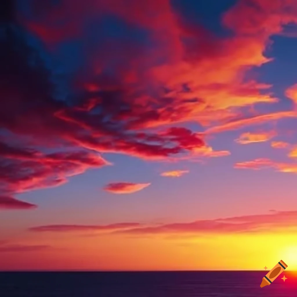 Cloudy sunset sky on Craiyon