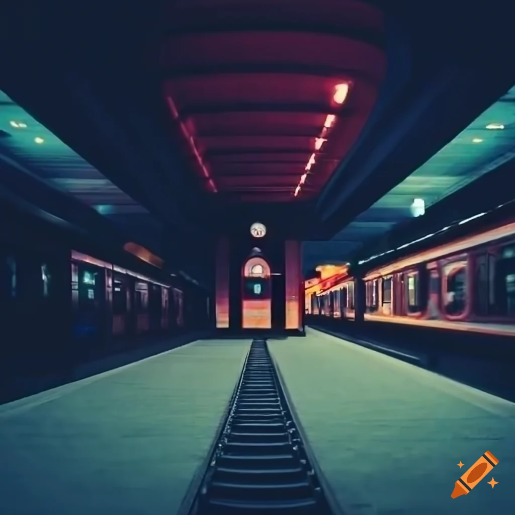 Train station in a dimly lit theater